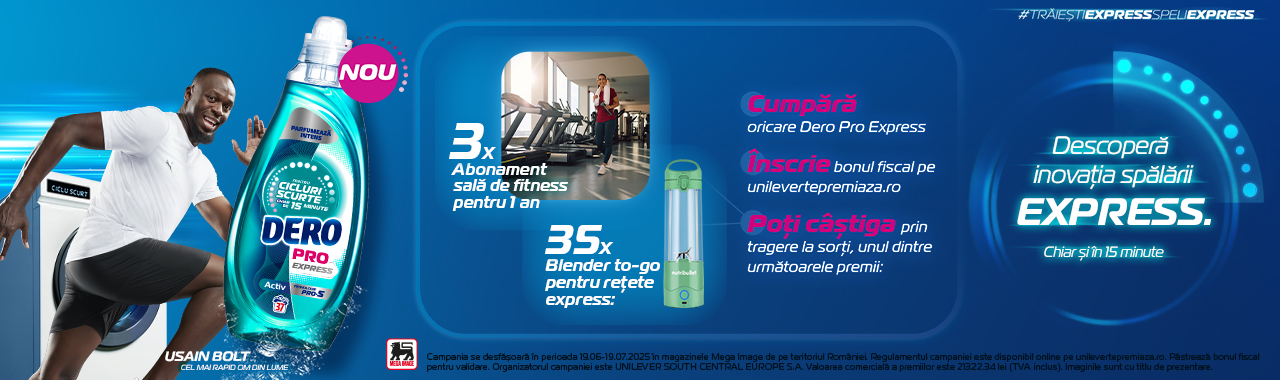 Descoperă inovația spălării express, chiar și în 15 minute! Campanie Dero Pro Express în Mega Image