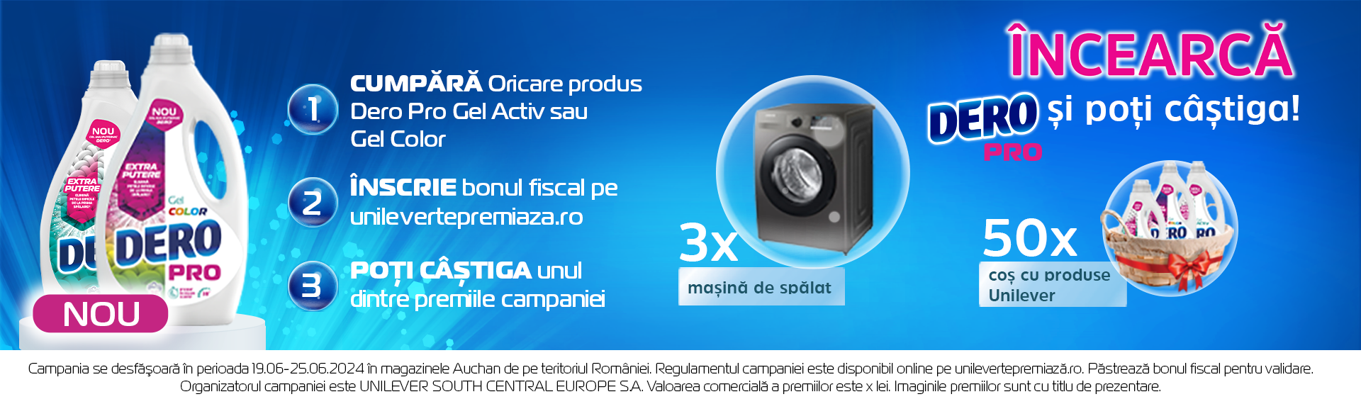 "Încearcă Dero Pro și poți câștiga!” în Auchan